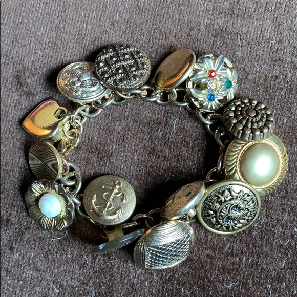 Jewelry | Vintage Button Charm Bracelet Very Cool | Poshmark